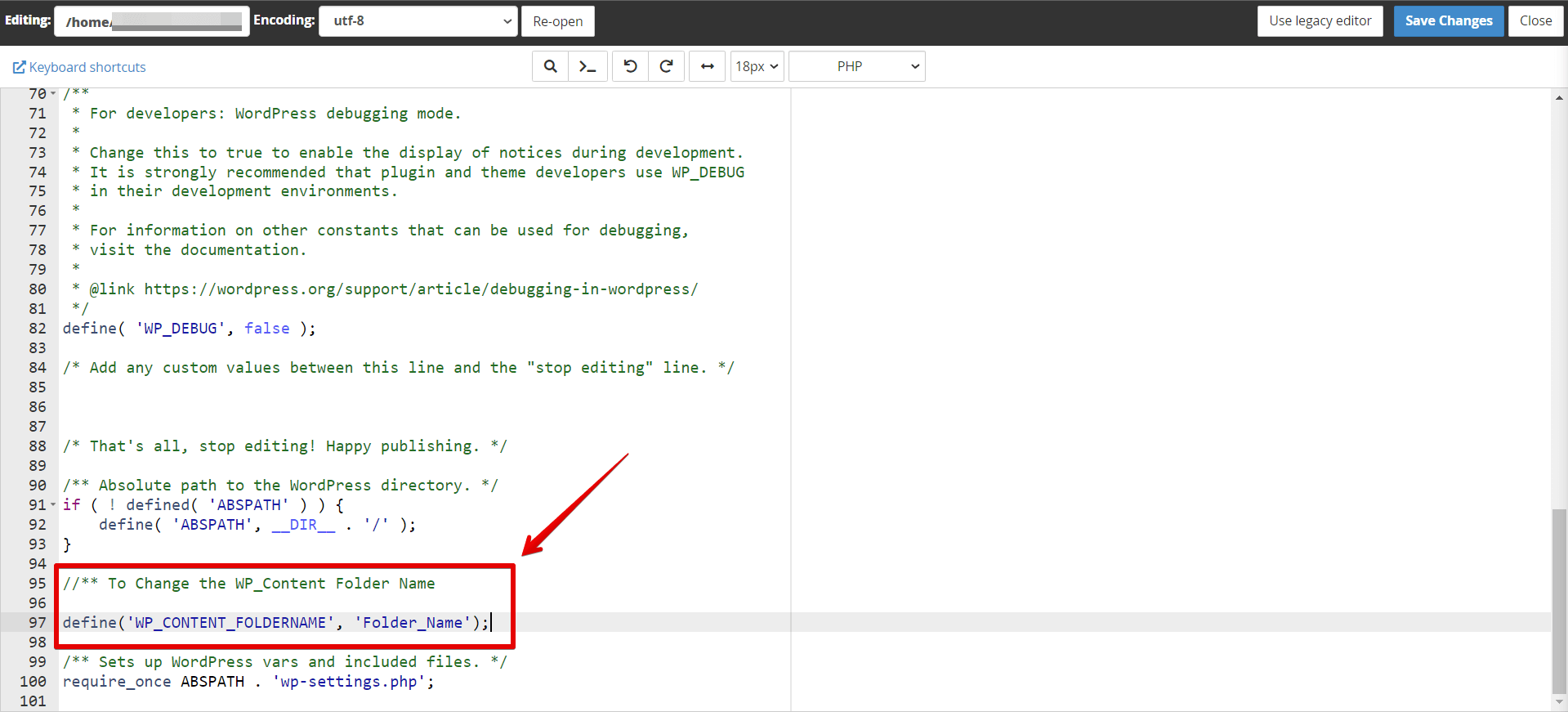 How to Change the 'wp-content' Folder Name in WP?